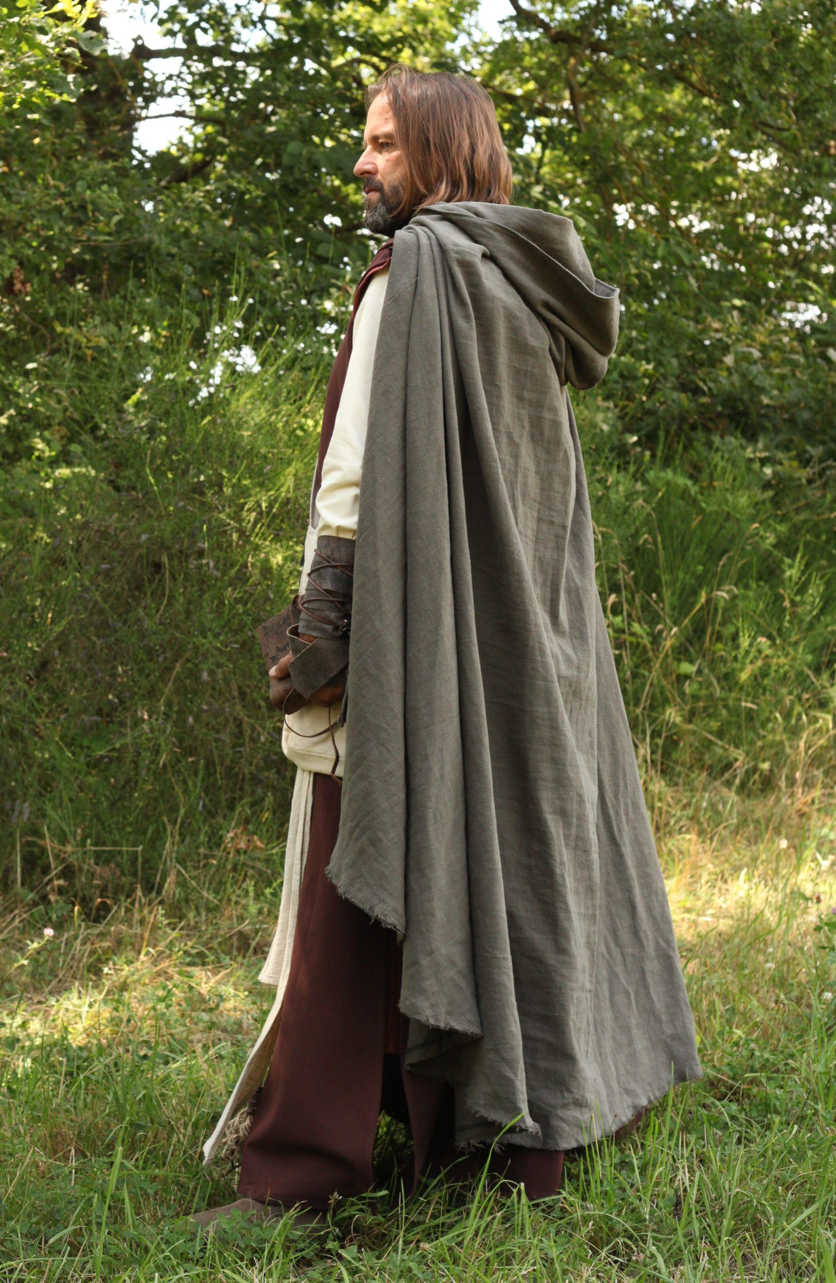 Hooded Linen Cloak, Ranger Cloak order online with larp-fashion.co.uk